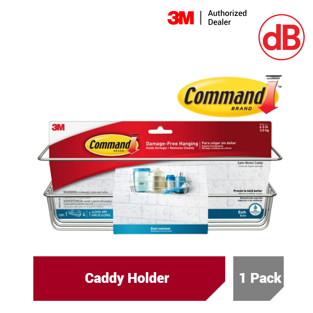 (Ready Stock) 3M Command Bath31-SN-ES Bath Satin Nickel Caddy Holder ...