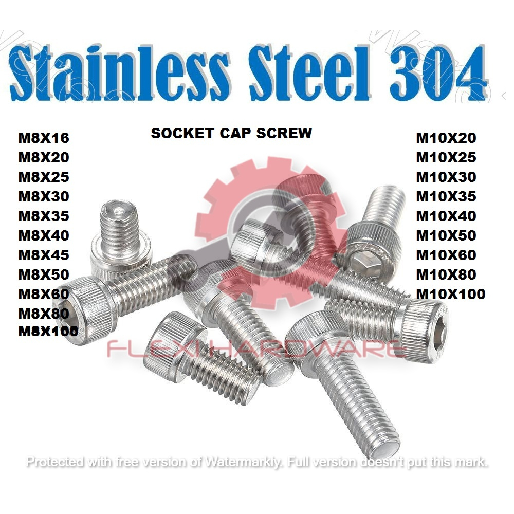 M8 M10 Cap Head Screws 304 Stainless Steel SHINY SURFACE Allen Bolt Hex ...