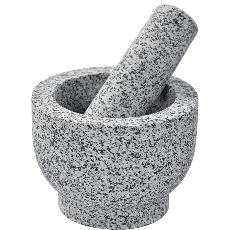Stone Mortar Pestle Non-Slip Pad Lesung Batu Guacamole Salsa Maker ...