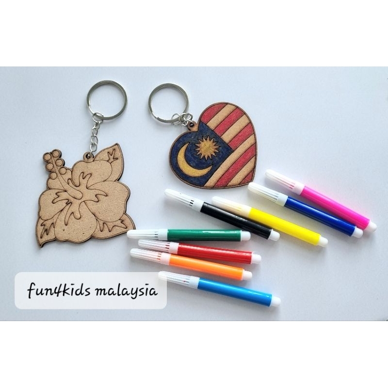 Preschool Merdeka 2-in-1 Malaysian Flag & Bunga Raya DIY Craft Keychain ...