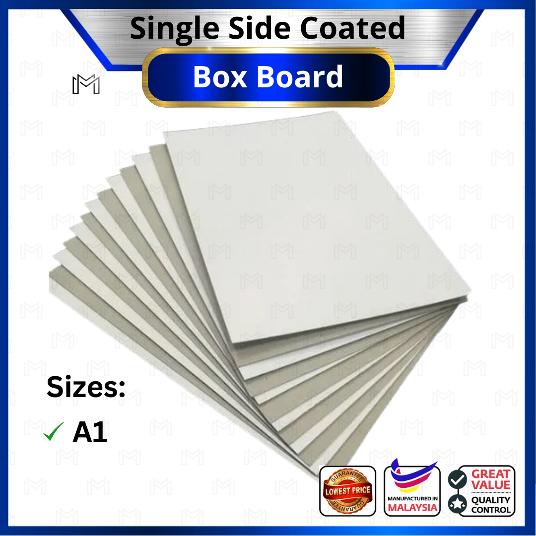 A1-841x594mm BOX BOARD ONE SIDE WHITE COATED & GREY BACK A1 WITH 450g ...