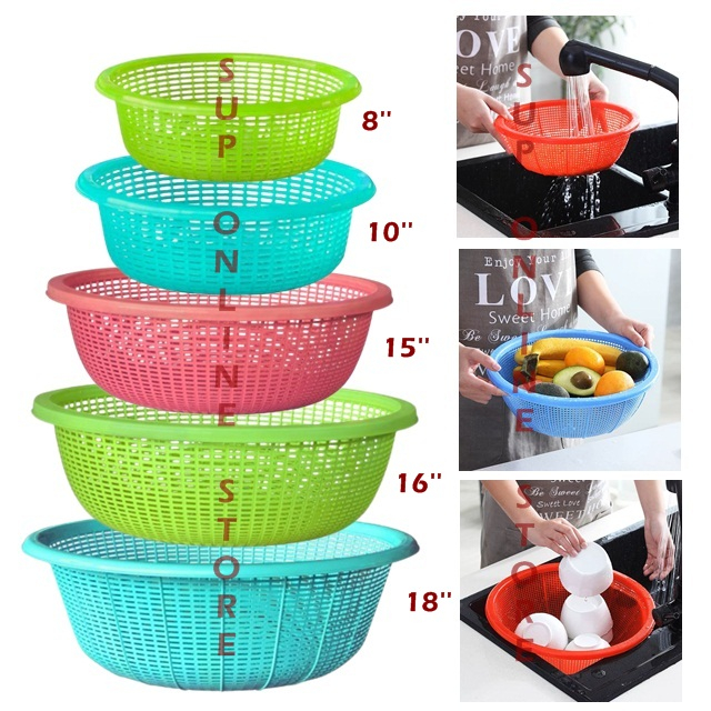 Round Plastic Colander Basket / Rim Colander / Bakul Cuci Sayur ...