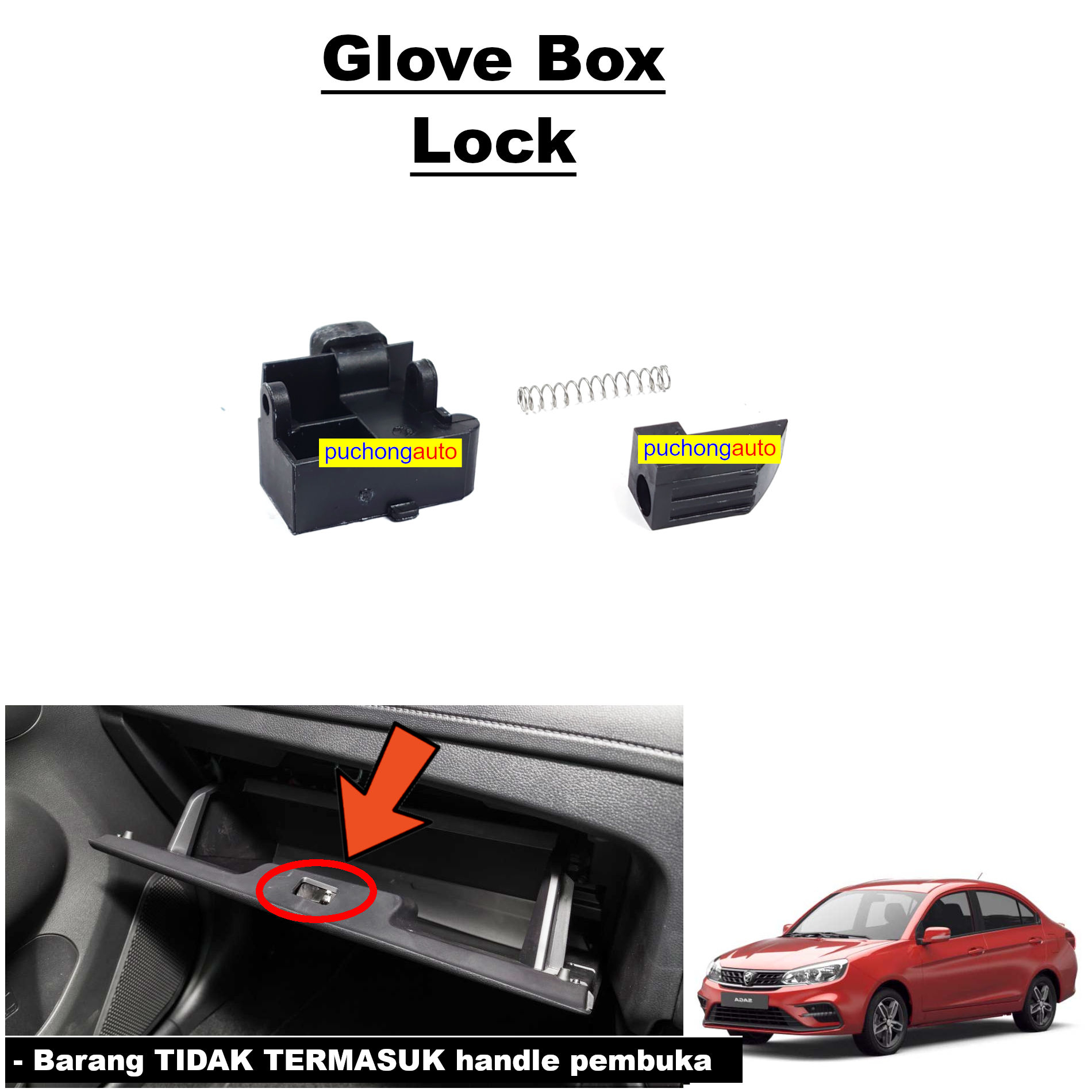 Glove Box Lock Dashboard Drawer Laci - Proton Exora Gen 2 Persona Saga ...