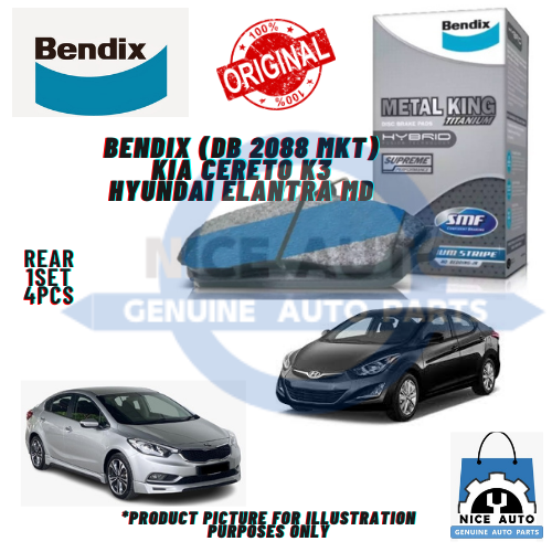 KIA CERETO K3 / HYUNDAI ELANTRA MD REAR BRAKE PAD - BENDIX Metal King Titanium DB2088 | Shopee ...