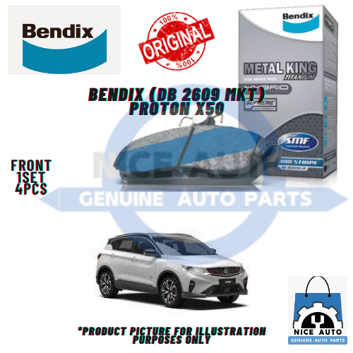 PROTON X50 FRONT BRAKE PAD - BENDIX METAL KING TITANIUM (DB 2609 MKT ...
