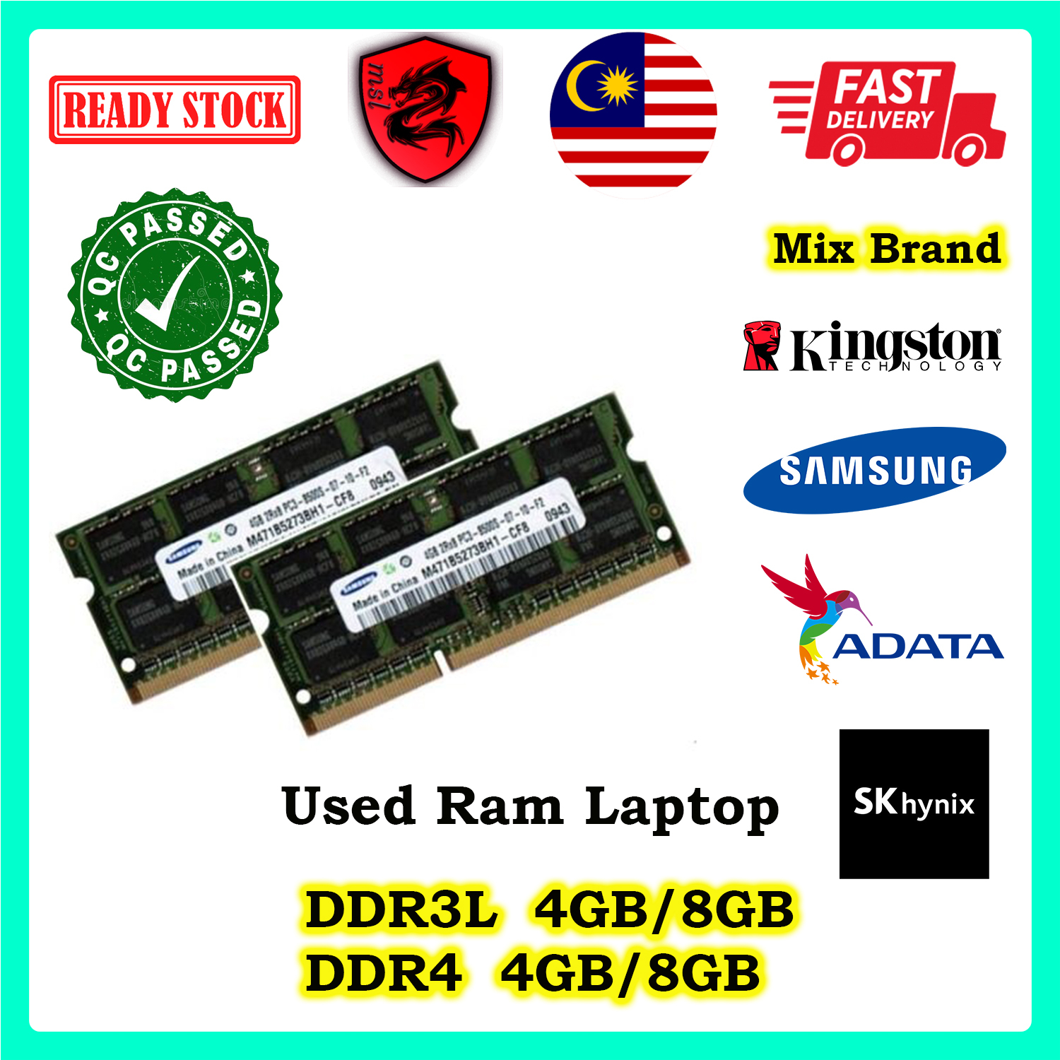 [Ready Stock]~Sodimm Laptop Ram Notebook Memory (Mixed Brand) 8GB/4GB ...