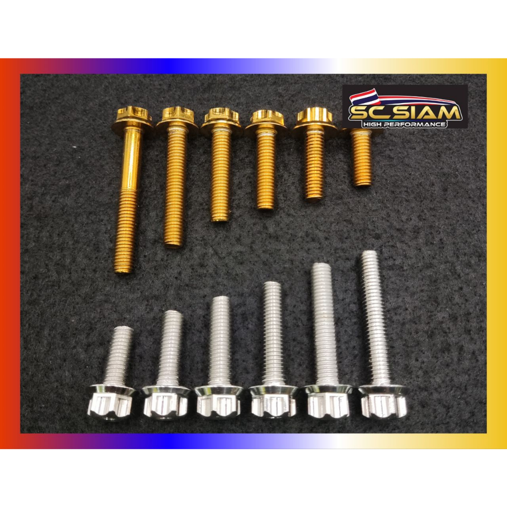 🔩 🇹🇭 SKRU SAIZ 12/M8 GOLD DAN SILVER CNC ORIGINAL SC SIAM CARBON STEEL ...