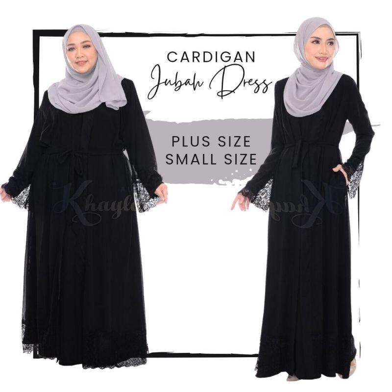 SIZE 36-55 JUBAH DRESS ABAYA BLACK HITAM CARDIGAN LACE LABUH EXCLUSIVE ...