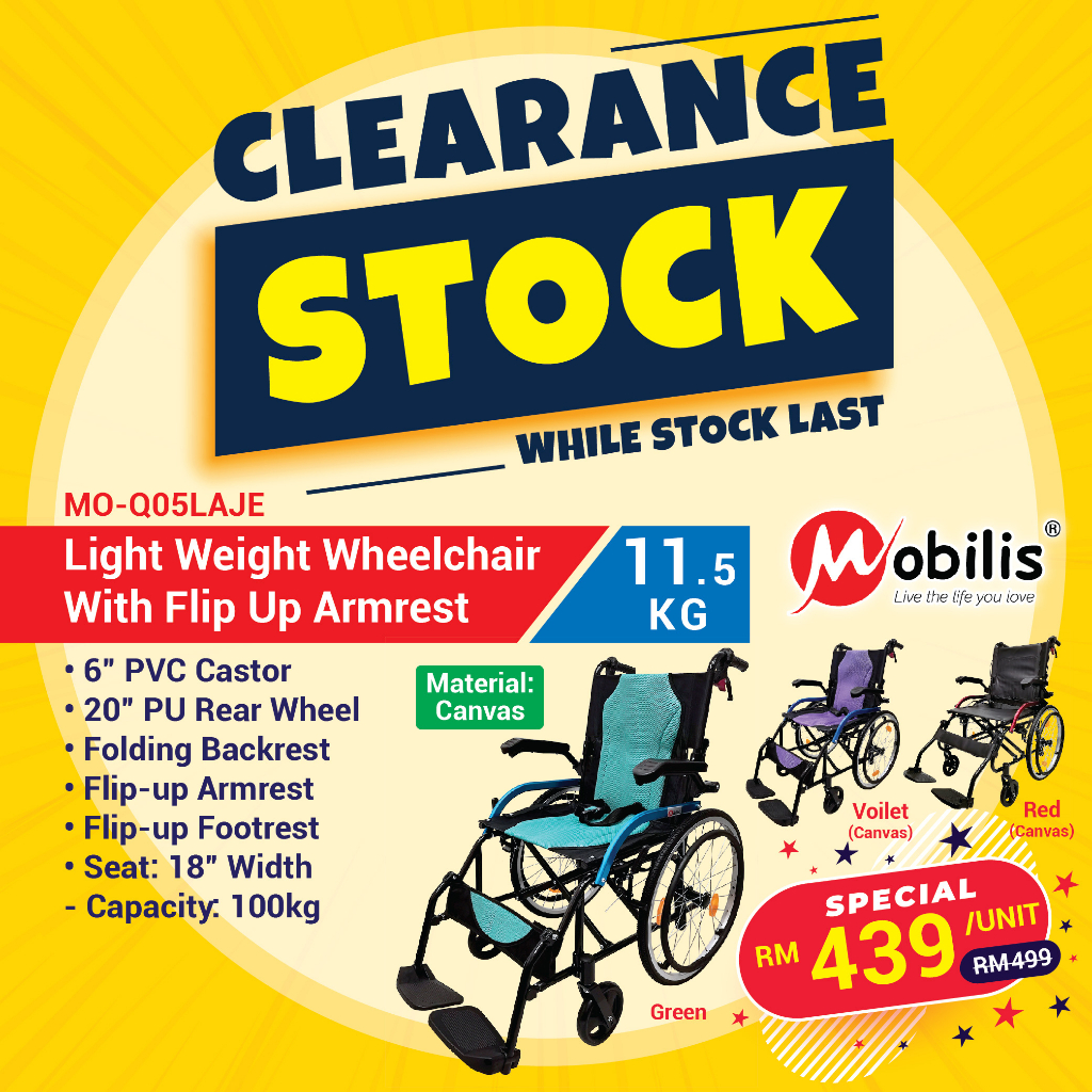 [CLEARANCE STOCK]Mobilis Flip-up Armrest Wheelchair (20" Wheel) MO ...