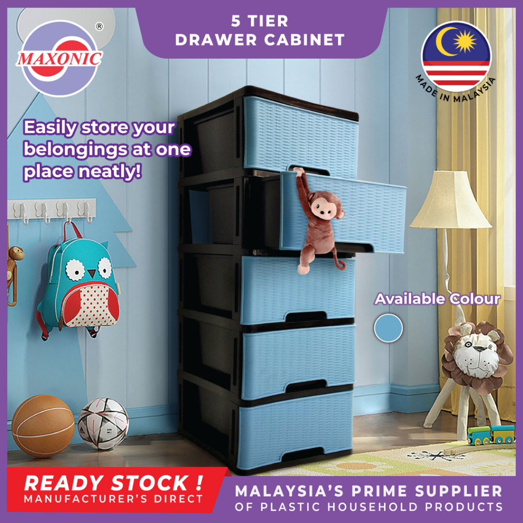 MAXONIC| 5 TIER PLASTIC DRAWER | KID STORAGE CABINET | MULTIPURPOSE ...