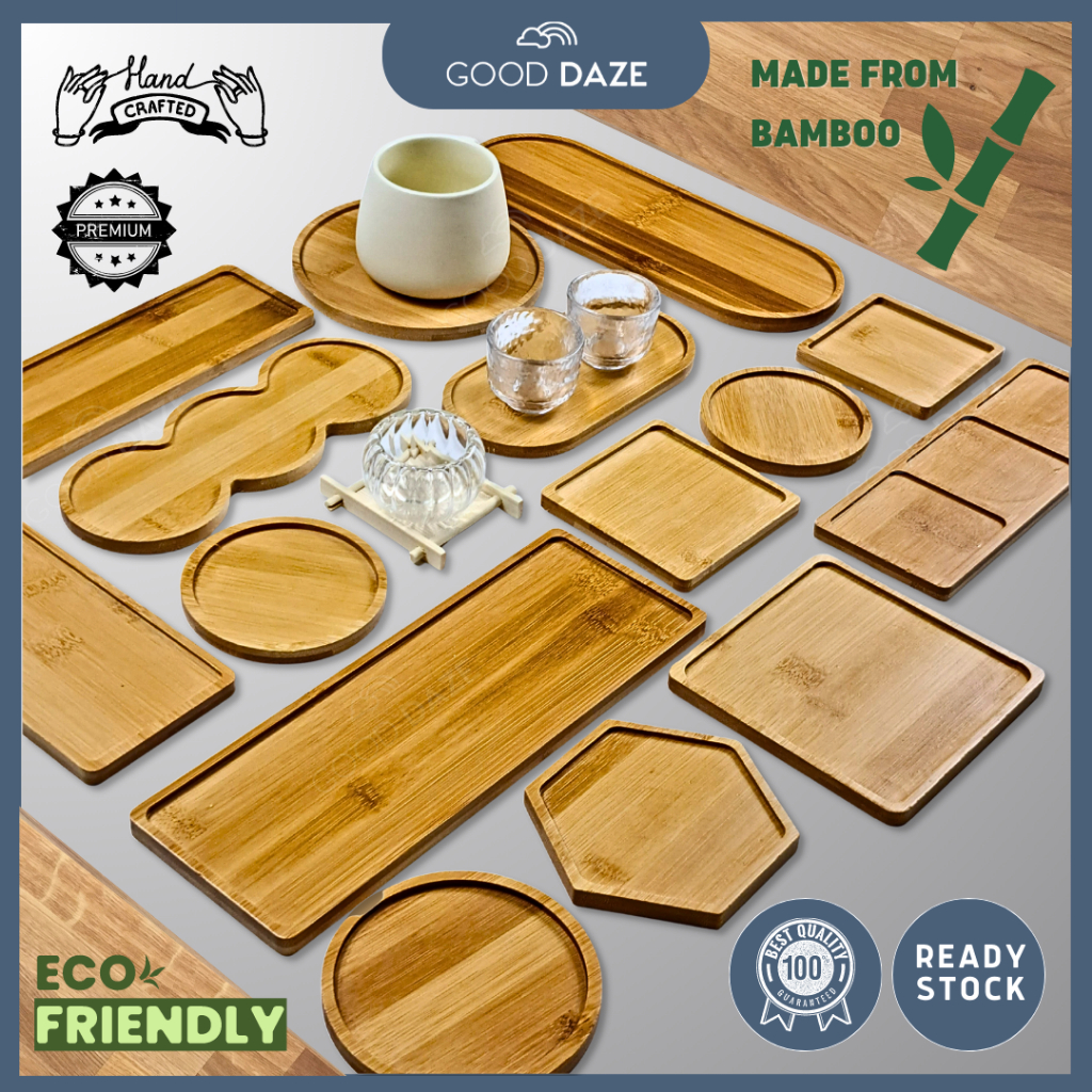 【GOOD DAZE】Bamboo Tray Coaster Cup Holder Coffee Cup Wood Coaster plant ...
