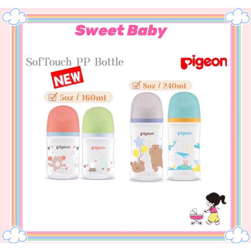 [New] PIGEON SofTouch™ Wide-Neck PP Nursing Bottle （160ml-Teat S / 240ml-Teat M) | Shopee Malaysia