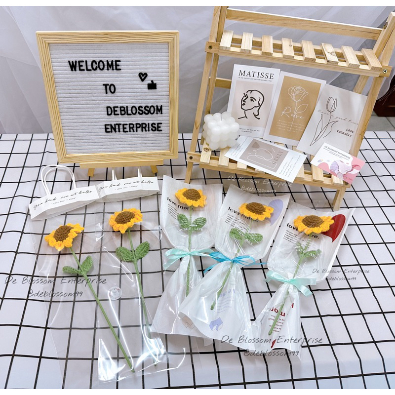 Handmade Crochet Sunflower Bouquet Gift Bag 1pc Crochet Flower Bouquet ...