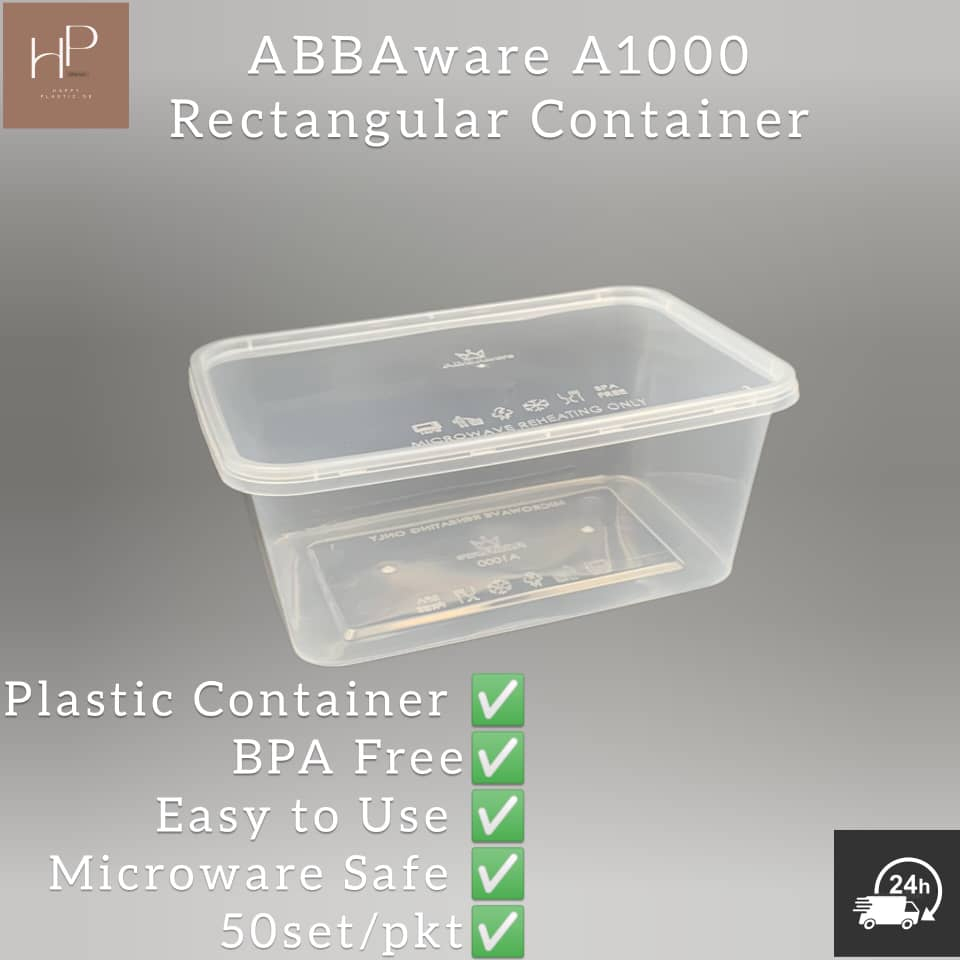 (READY STOCK) 50 sets of rectangular disposable plastic food containers ...