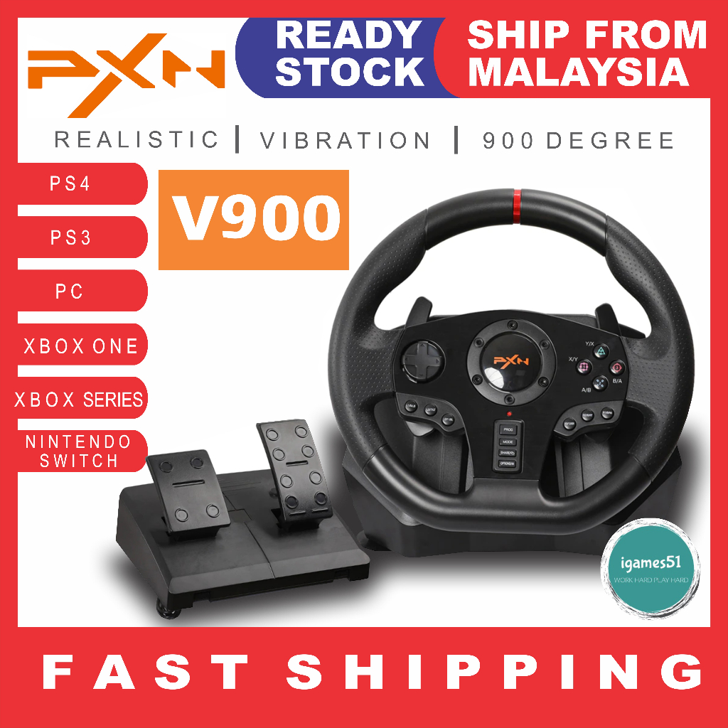 (READY STOCK)PXN V900 900 DEGREE RACING STEERING WHEEL COMPATIBLE W/PC ...