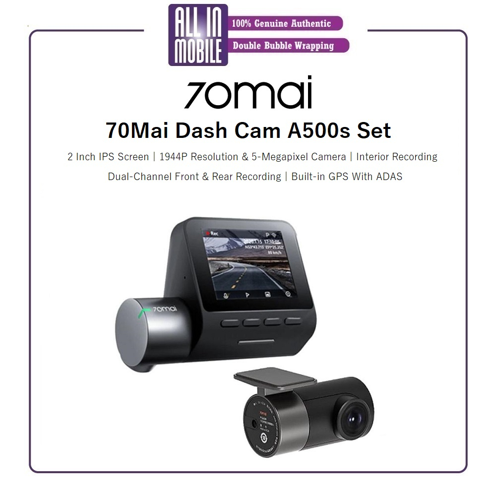 70mai A500s Dashcam Pro Plus + with Rear Camera [1944P Resolution | 5MP ...