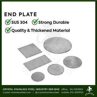 STACOS Stainless Steel 304 End Plate Metal Round Square Plate Pipe ...