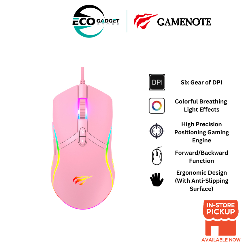 Gamenote | Havit MS1026 RGB Backlit Programmable Gaming Mouse (Pink) | Shopee Malaysia