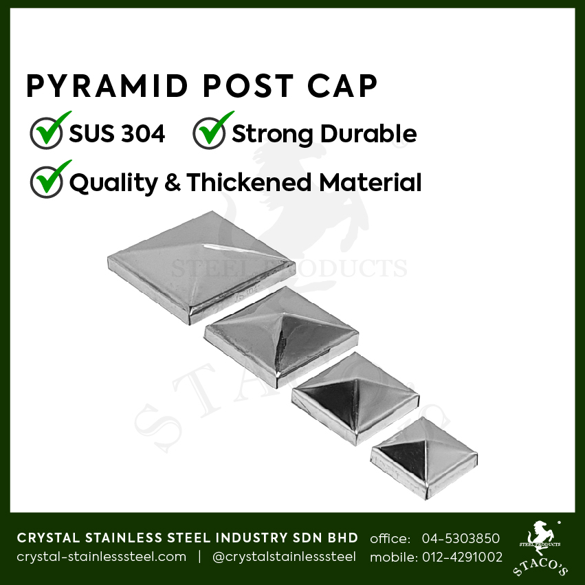STACOS Stainless Steel 304 Pyramid Top Cap Cover Square Capping Corner ...