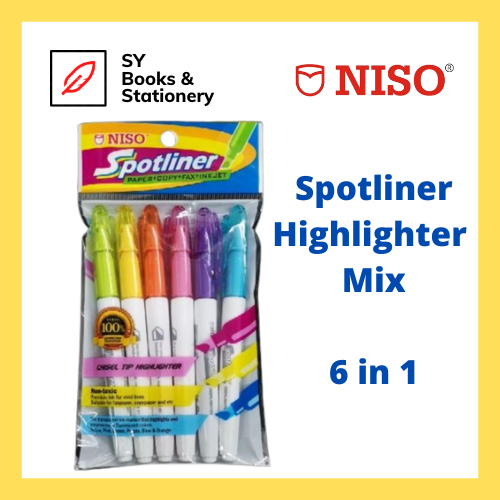 Niso Spotliner Highlighter pen 6 in 1 / 6pcs/pkt (Price For 1 Pack ...