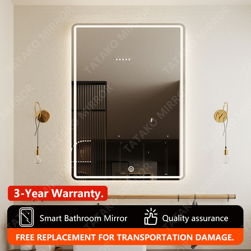 Cermin LED smart bathroom mirror with light three color light touch ...