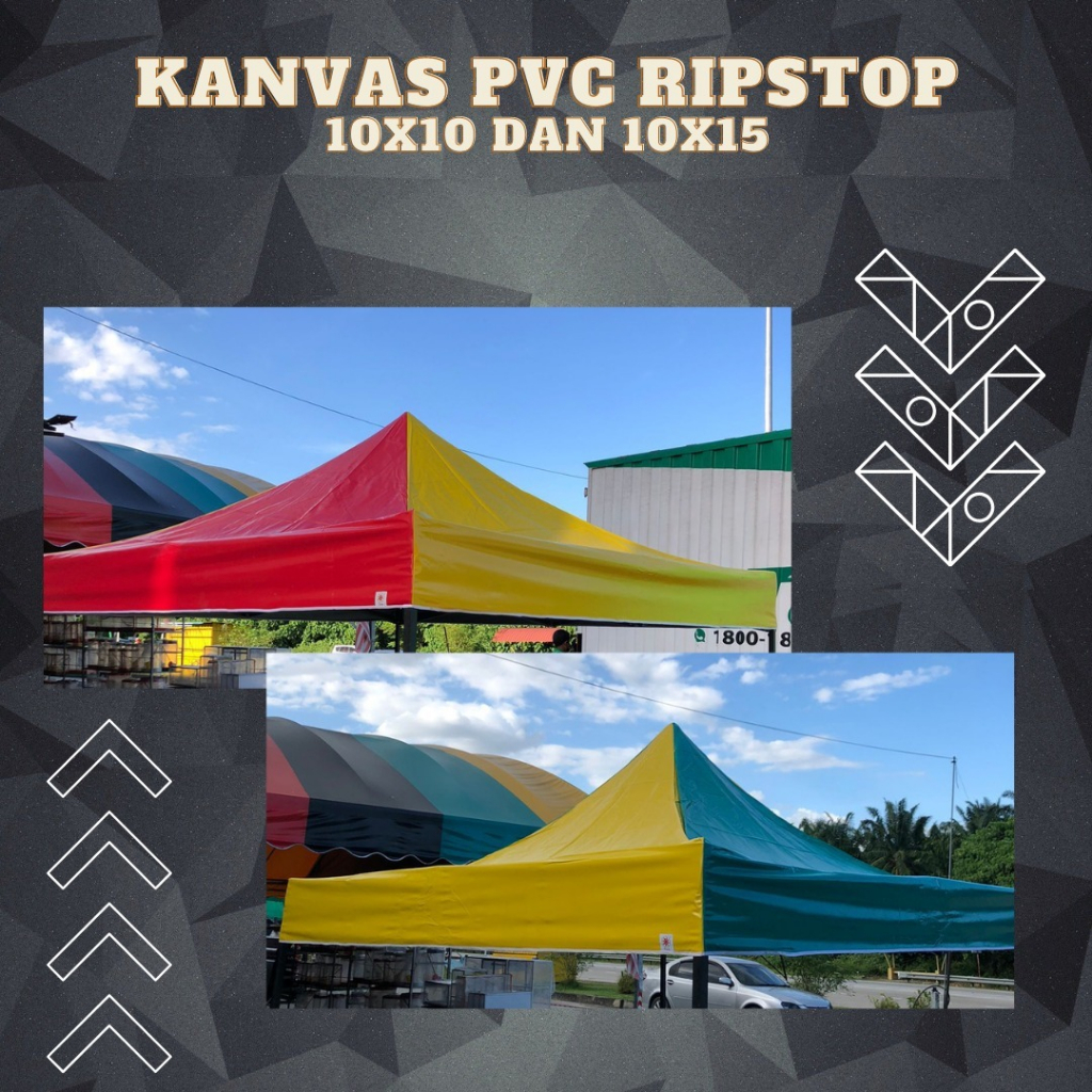 KAIN KHEMAH NIAGA PVC RIPSTOP SAIZ 10ft X 10ft (3M X 3M) DAN 10fT 15ft ...