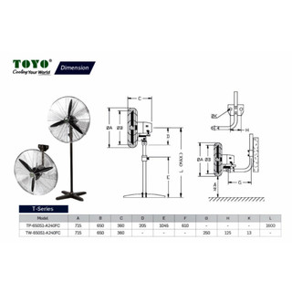 TOYO Industrial Stand / Wall Fan 25" 130/170W 1400RPM - hse | Shopee ...