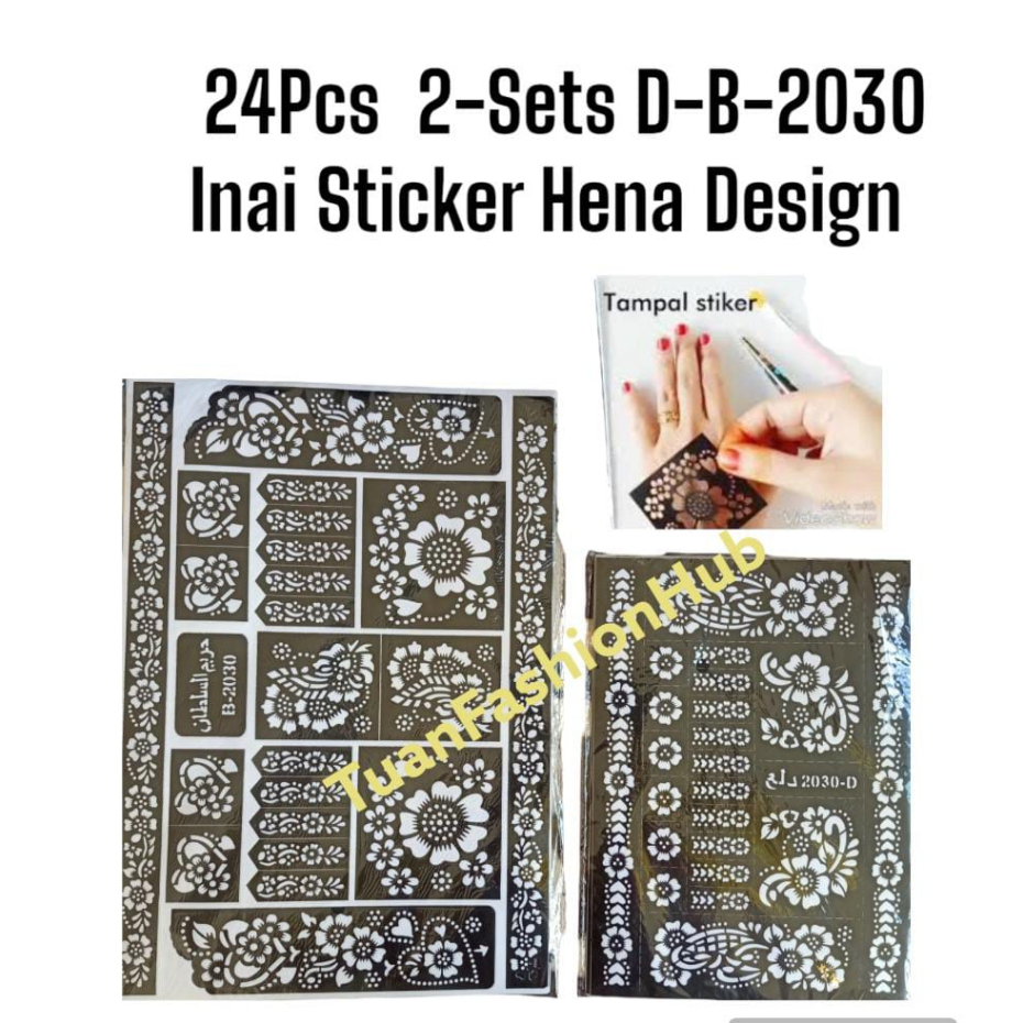 HEENA PATTEREN STICKER, HEENA DESIGN, CORAK INAI, INAI LUKIS 12 PCS ...