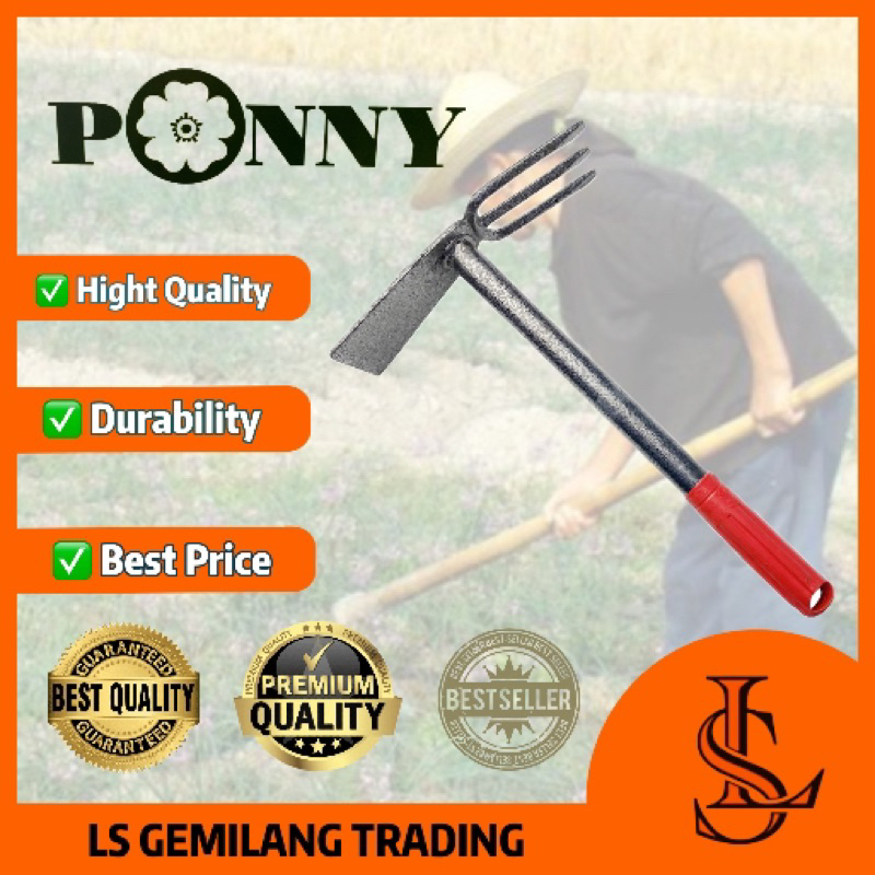 PONNY 2 WAY HOE Mini Cangkul with Handle Iron Metal Hoe Cankul Besi ...