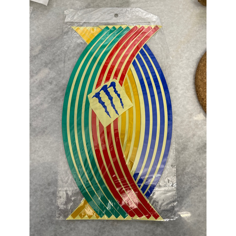 Sticker Rim hitam merah kuning hijau merah biru reflect tutup line 2 ...