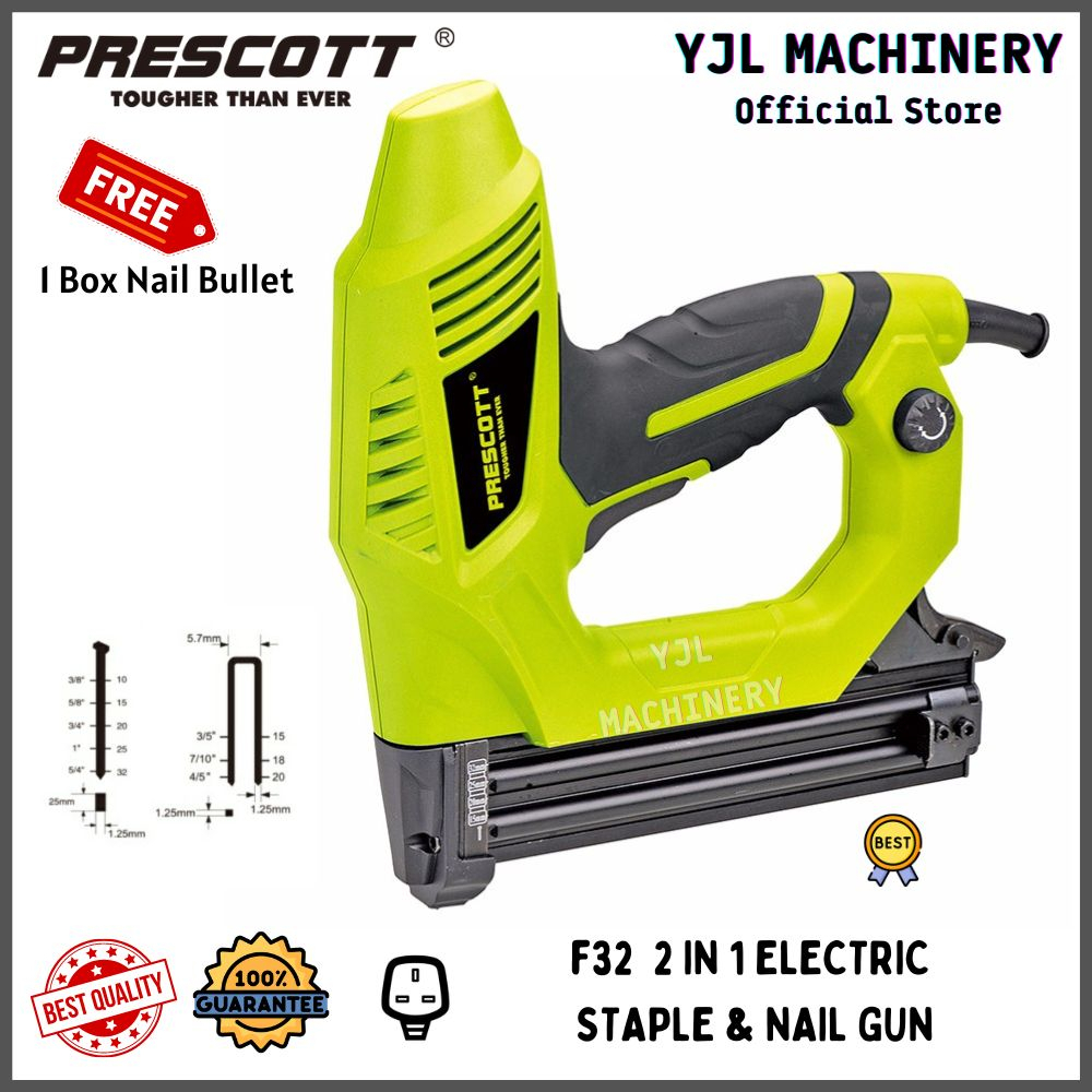 Prescott Electric 2 In 1 Nail Gun Staple Gun For Wood Working Power ...