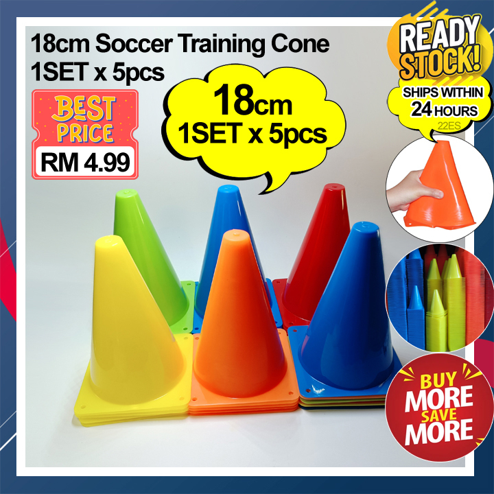 ( 1SET x 5pcs ) Soccer Training Cone ( 18cm x 5pcs / 23cm x 5pcs / 8cm x 5pcs ) | Shopee Malaysia