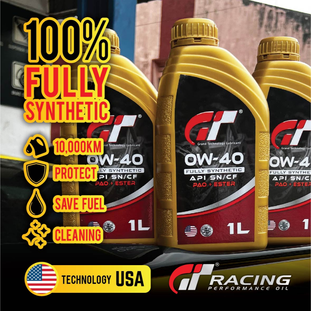 GT 0W40 Fully Synthetic Car Engine Oil PAO+ESTER 1L - Minyak Hitam ...