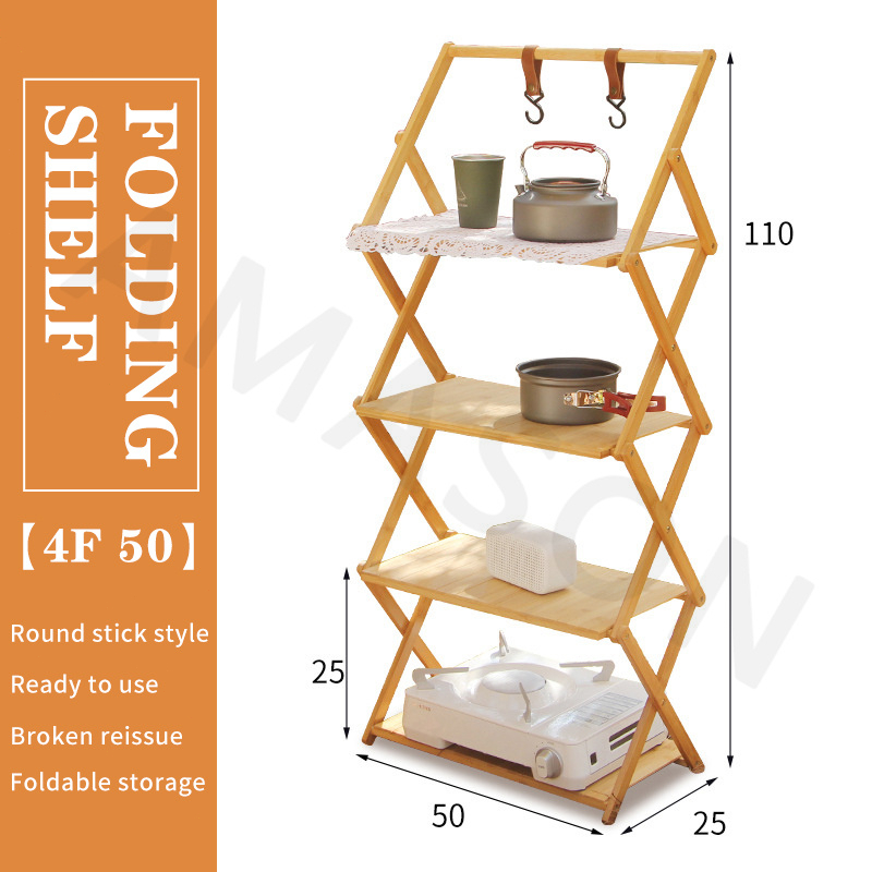 Outdoor Camping rack Multilayer Foldable Wood Shelf Portable Picnic ...