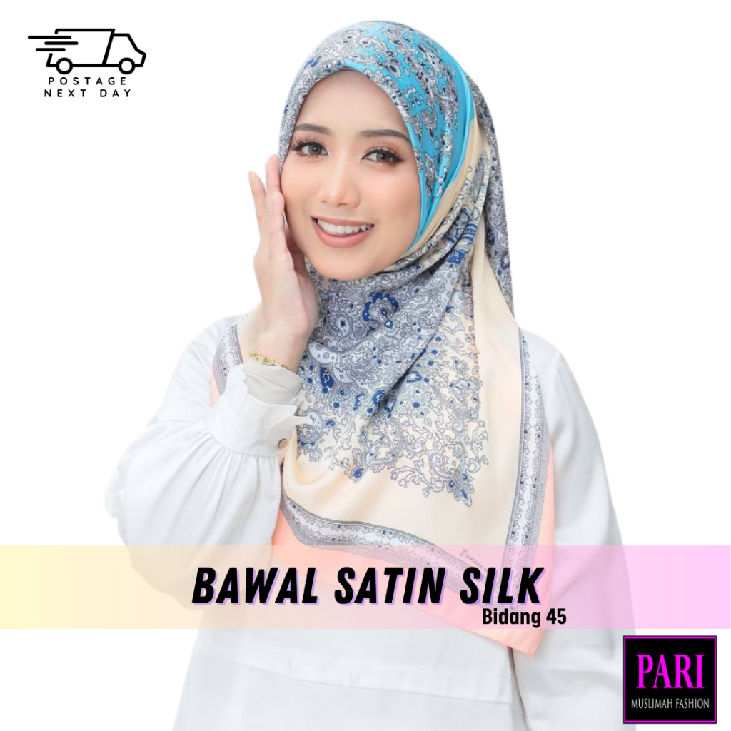 TUDUNG BAWAL SATIN SILK LAMIZ . BAWAL SATIN SILK EXCLUSIVE . With Zipper Bag | Shopee Malaysia