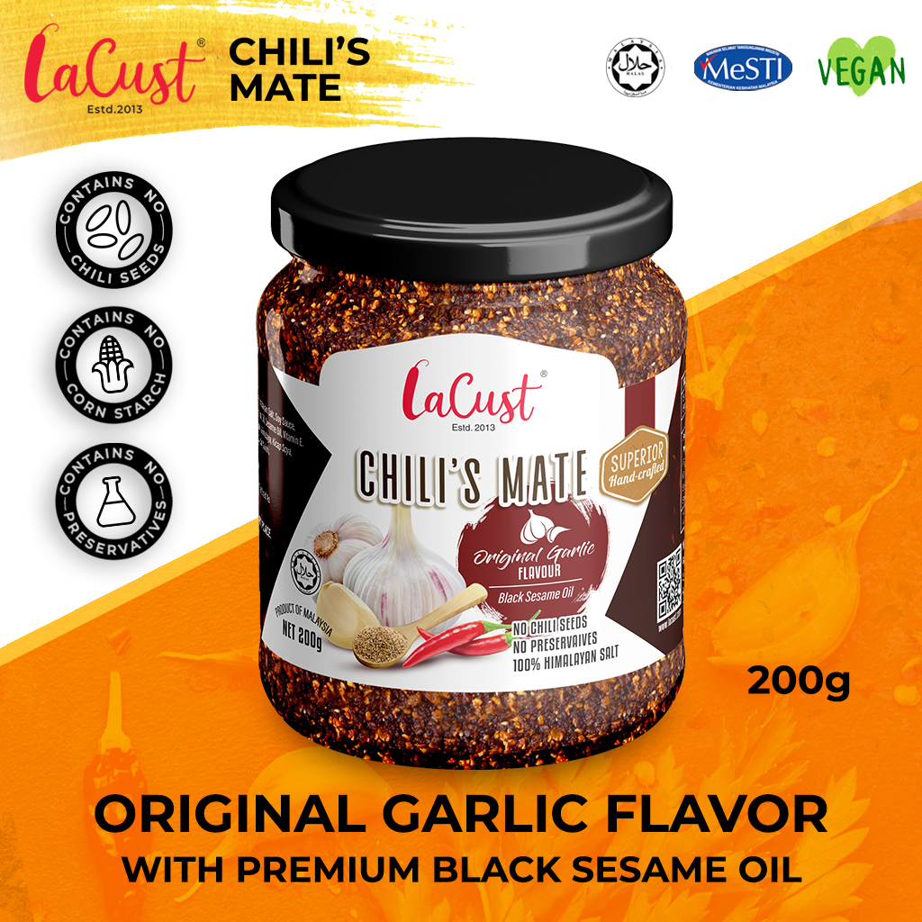 LaCust | Chili’s Mate Sambal 无辣椒籽香脆辣椒酱 Original Garlic Flavor with ...
