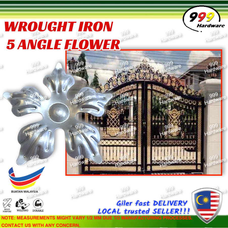 999 [5PC] WROUGHT IRON 5 ANGLE FLOWER 五角花 / PETAL FLOWER WELDING / GATE ...