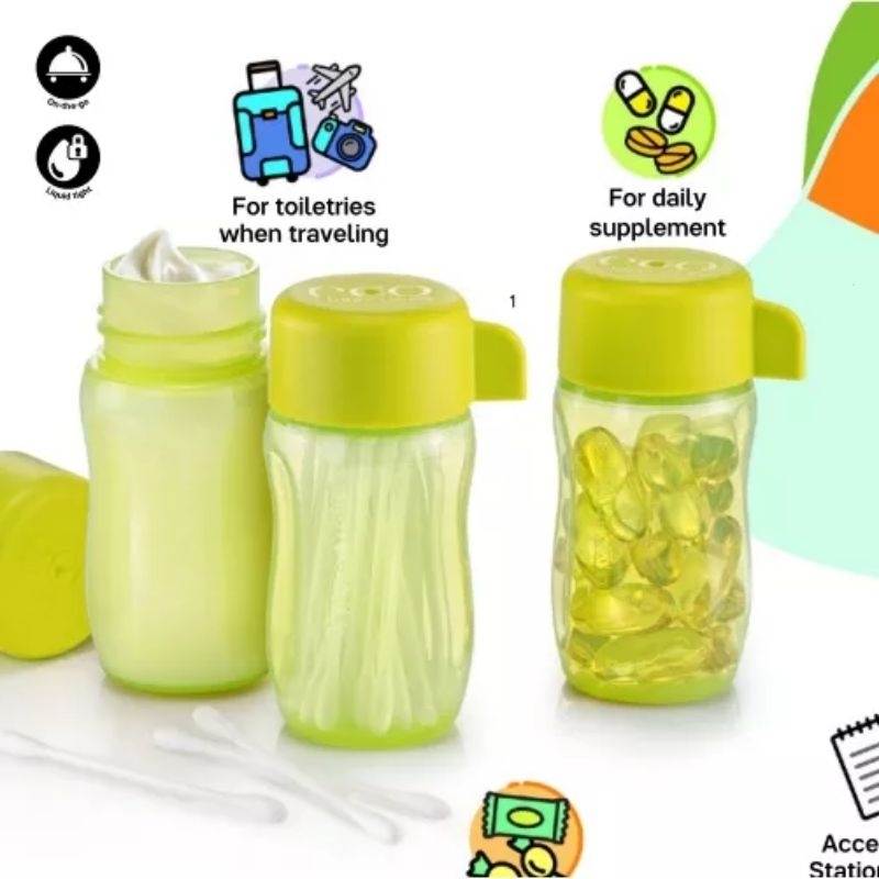 Tupperware Mini Eco bottle Set (3)90ml | Shopee Malaysia