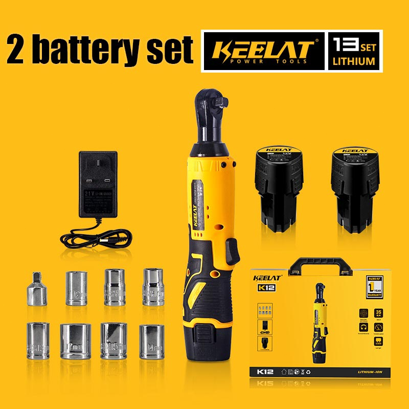 🔥KRW002🔥KEELAT Cordless Ratchet Wrench 3/8" Electric Wrench Right Angle ...