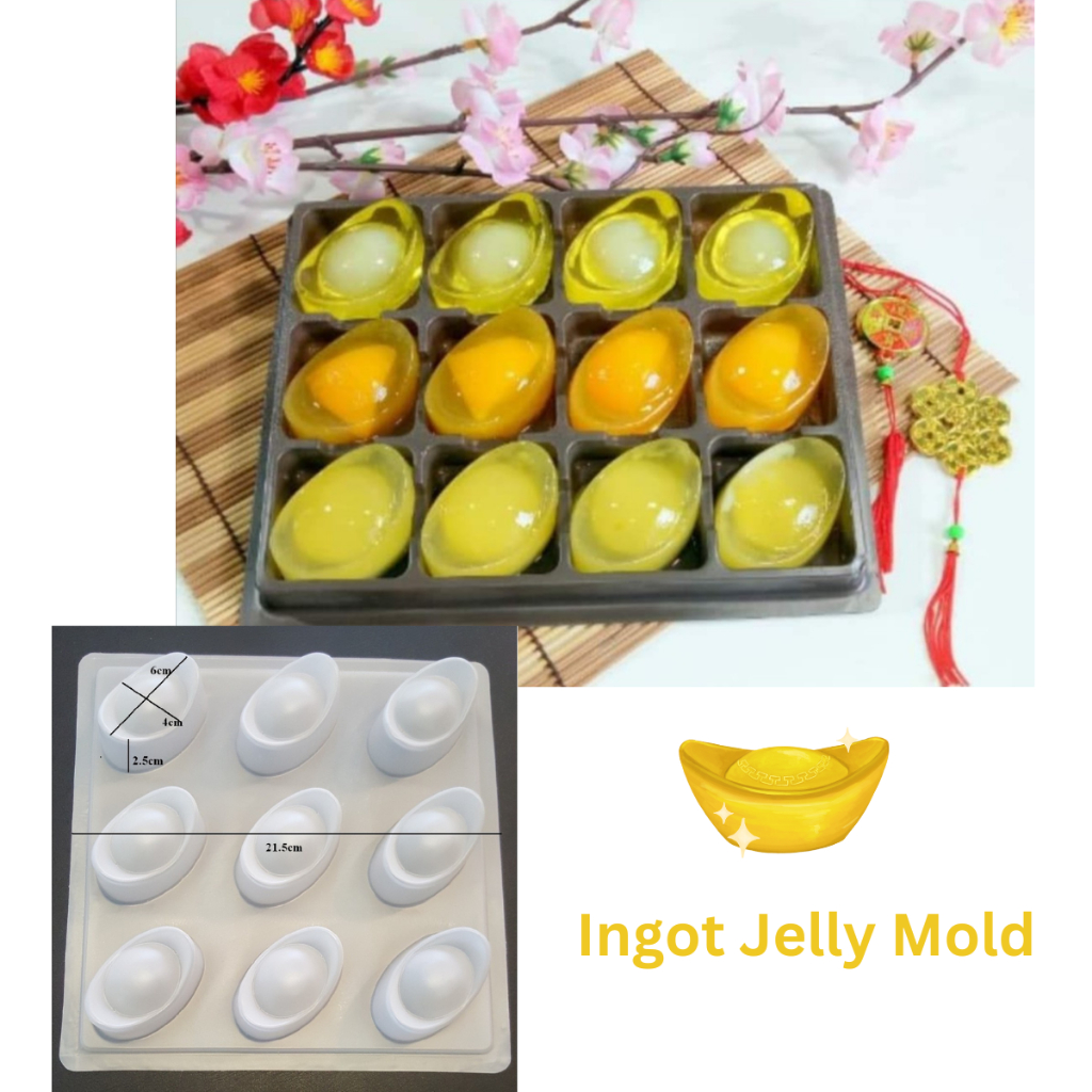 9 in 1 Ingot Plastic Jelly Mold Chinese Festive Yuan Bao Pudding Agar ...