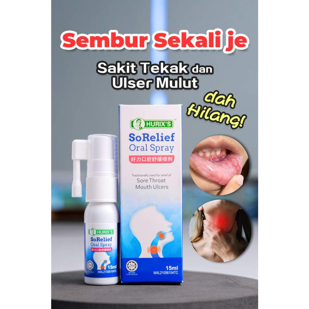 HURIX'S SoRelief Oral Spray Sore Throat / Mouth Ulcer [ Sakit Tekak ...
