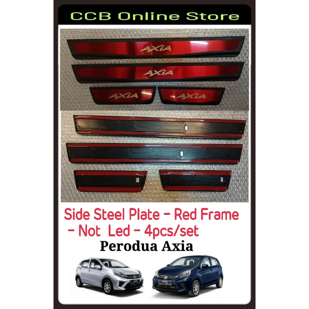 Plat Sill Pintu untuk Perodua Axia 2014-2021 Bingkai Merah - Tanpa Led ...