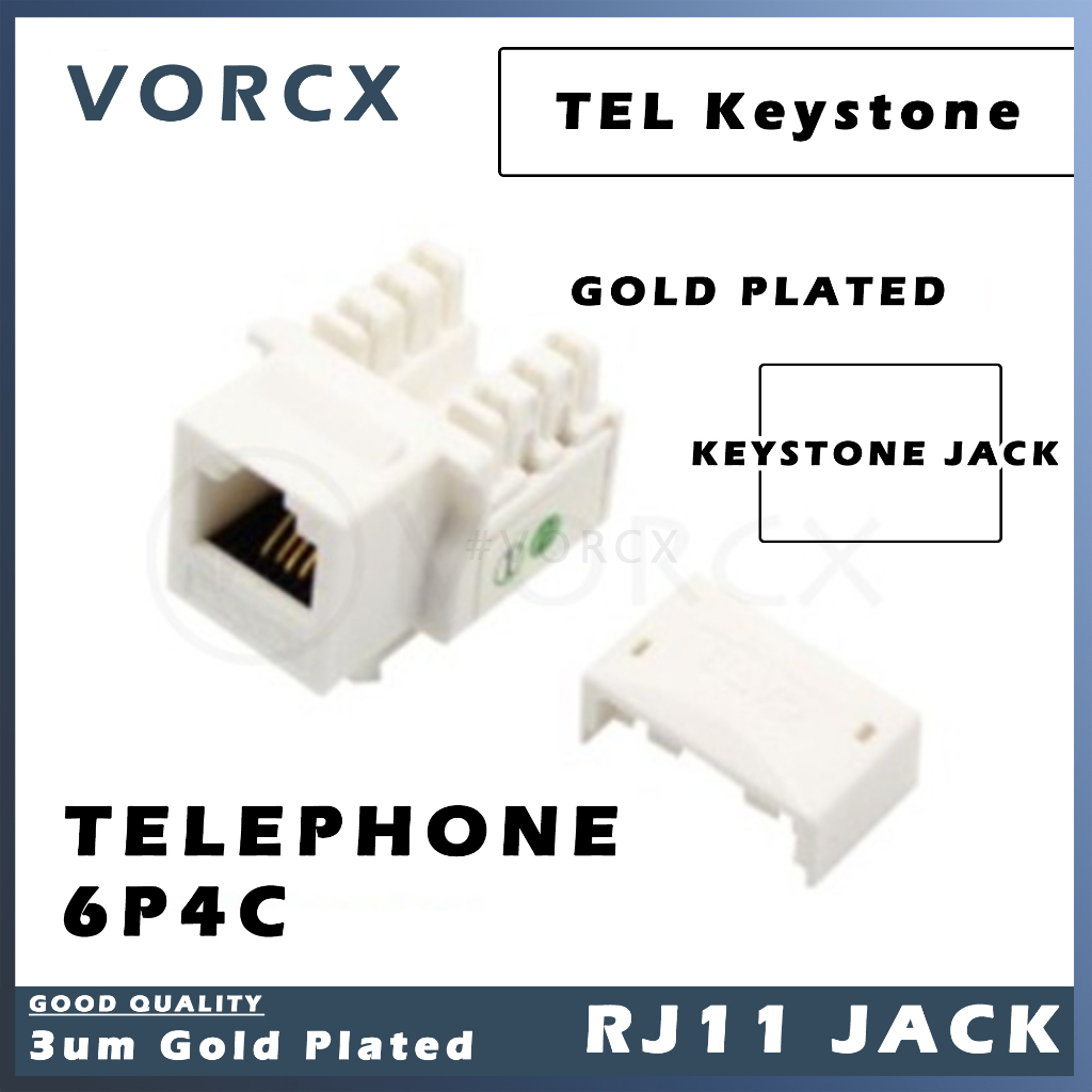KJ2 CAT3 RJ11 Keystone Jack Modular Gold Plated 3u Dual IDC | Shopee ...