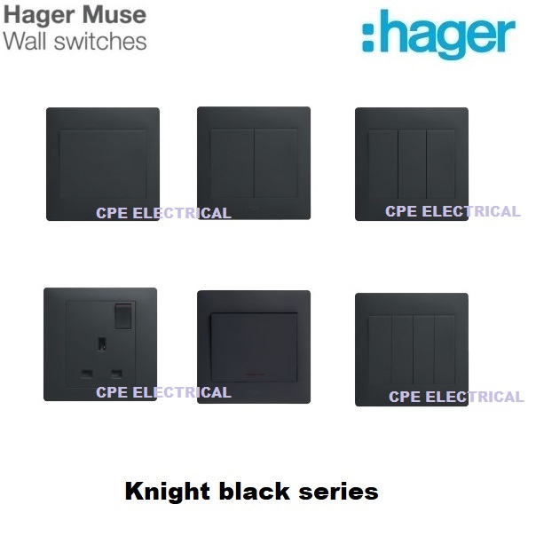 HAGER MUSE SERIES KNIGHT BLACK COLOUR SWITCHES & SOCKET OUTLET SIRIM ...