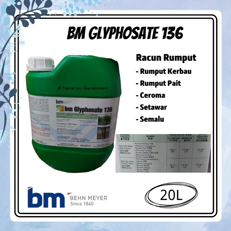 (Rumput) 20L bm Glyphosate 136 glyphosate-isopropylammonium Behn Meyer ...
