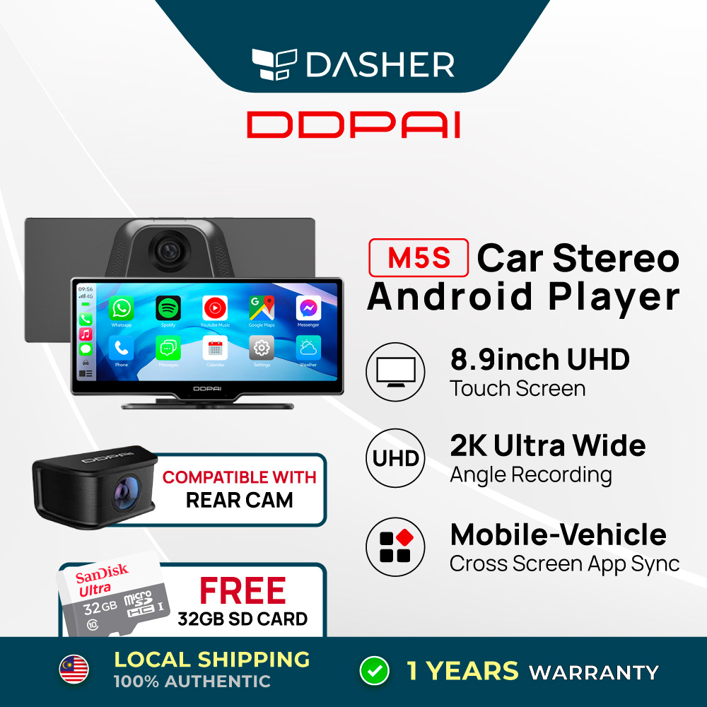 DDPAI M5S Car Stereo Dash Cam | 8.9" Touchscreen | 2K Ultra Wide Angle ...