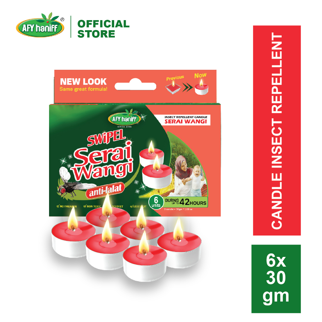 Lilin Halau Lalat Serai Wangi Afy Haniff SWiPEL® 30g x 6 Pcs Natural ...