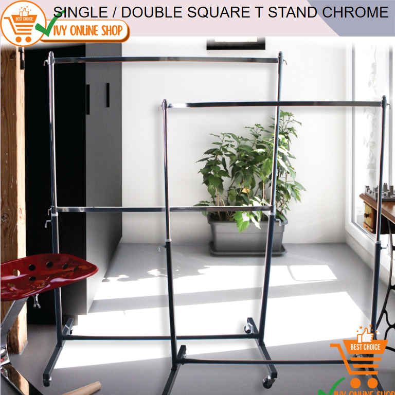Single / Double Square Bar T Stand Chrome | Shopee Malaysia