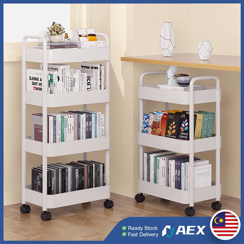 Trolley Rack Storage 3 Tier Multifunction Office Shelves Home Kitchen ...
