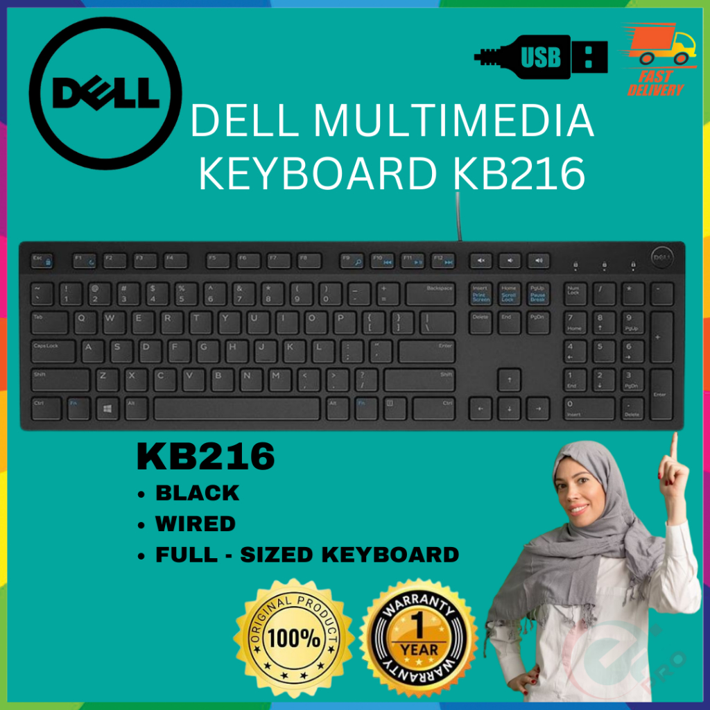 DELL MULTIMEDIA KEYBOARD (ENGLISH) KB216 BLACK | Shopee Malaysia